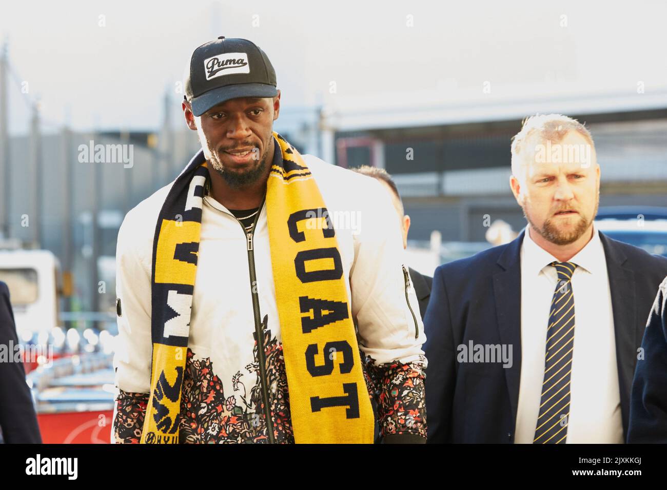 Jamaican sprint legend Usain Bolt is seen as he arrives at Sydney ...