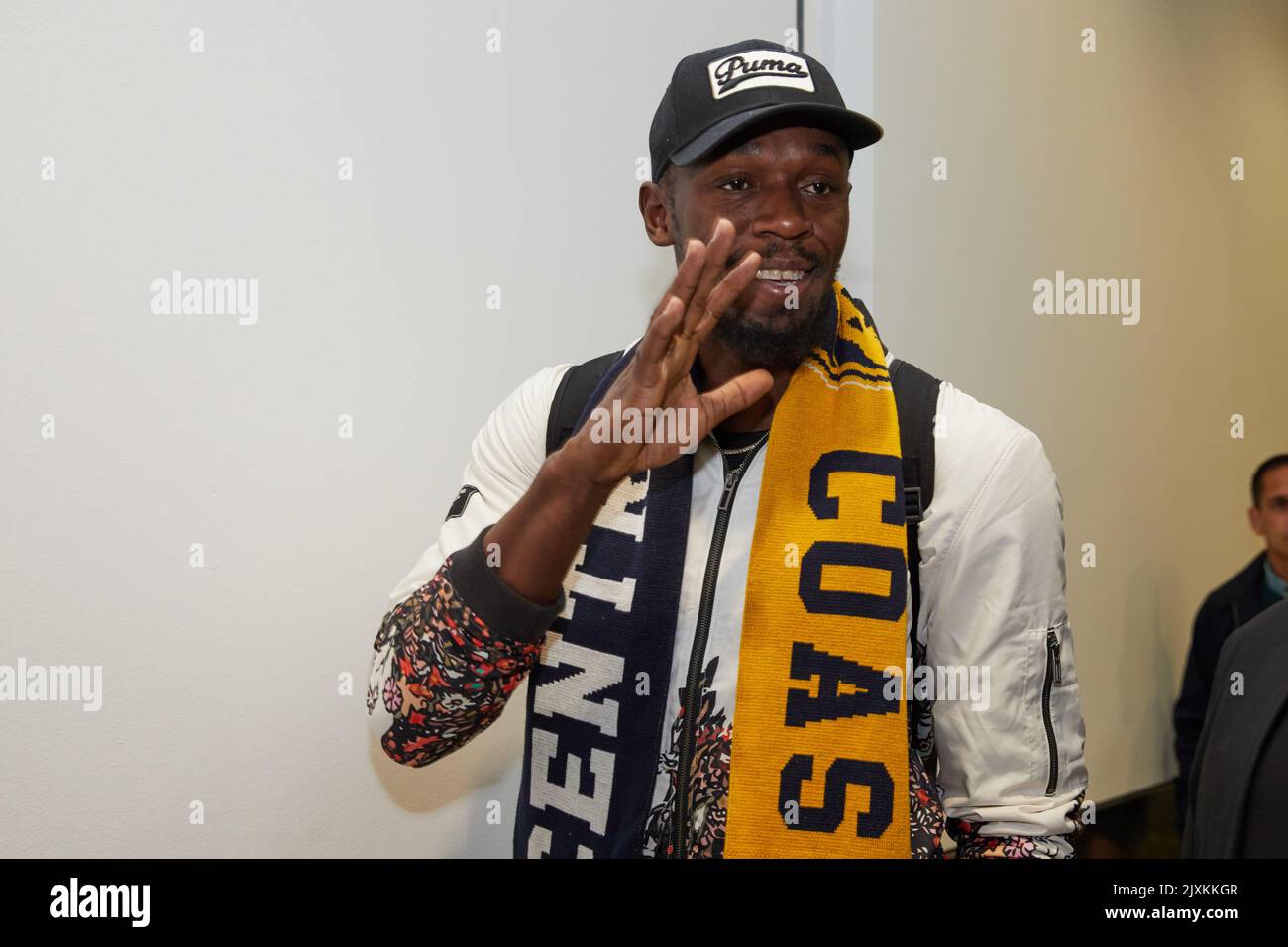 Jamaican sprint legend Usain Bolt is seen as he arrives at Sydney ...
