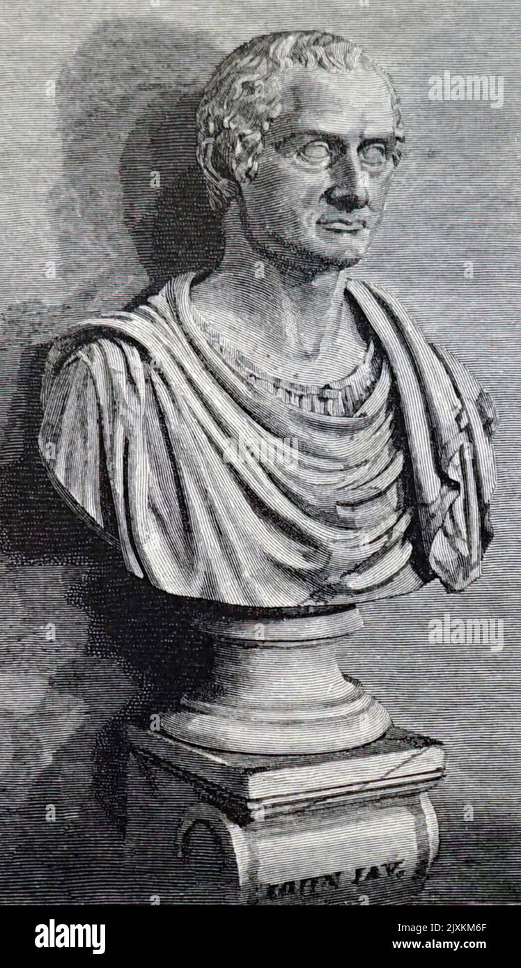 Illustration depicting the bust of a Roman Nobleman or Emperor. Dated ...