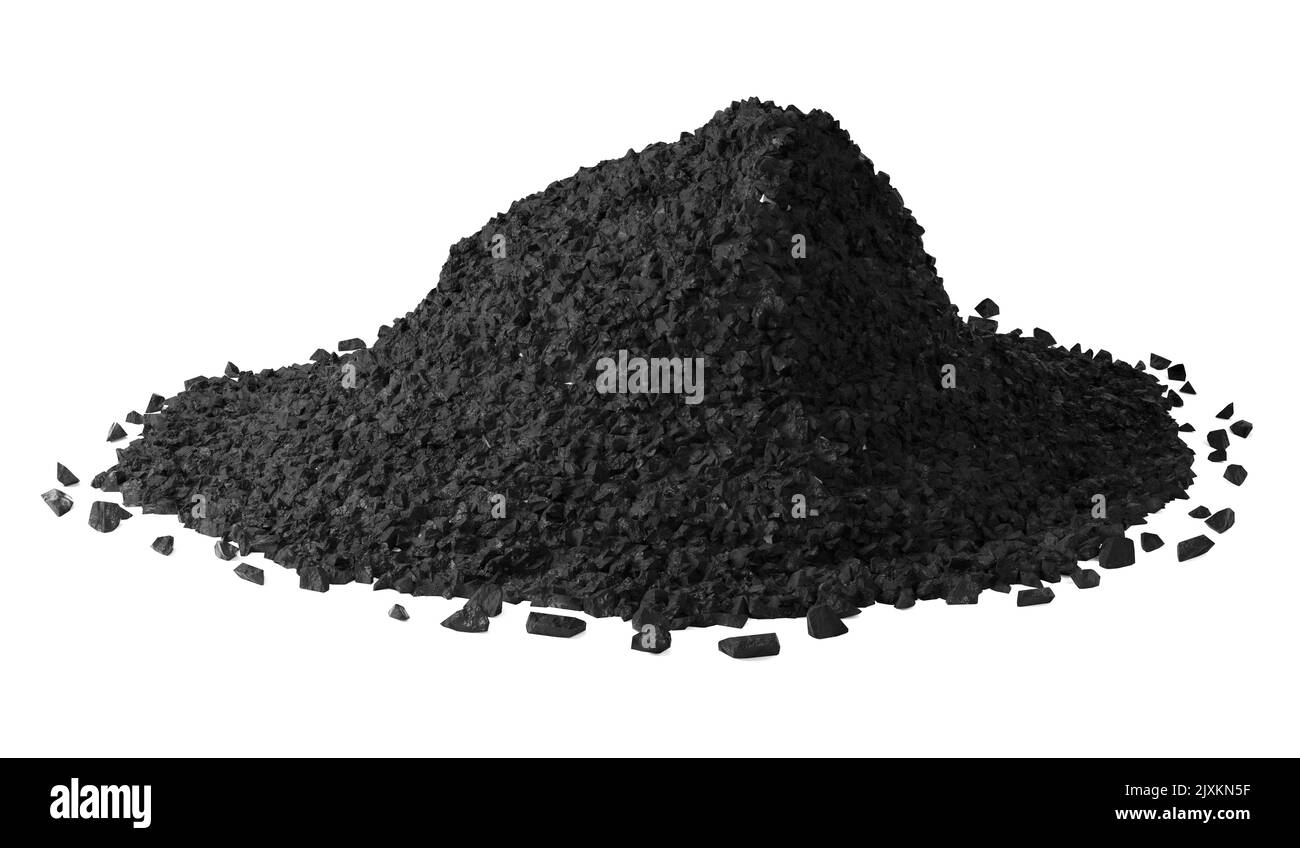 Pile of coal, white background - 3D illustration Stock Photo - Alamy