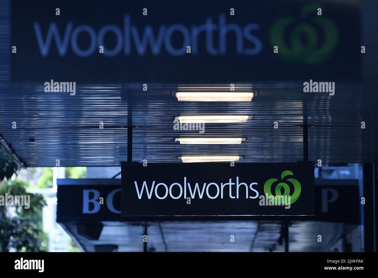 Signage outside a Woolworths store in Sydney, Monday, August 20, 2018 ...