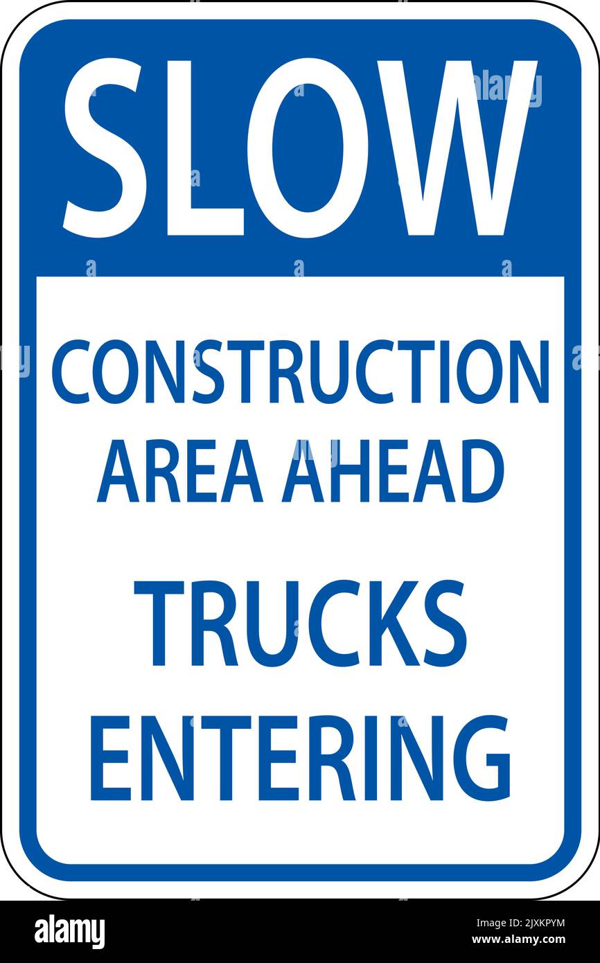 Slow Construction Area Ahead Sign On White Background Stock Vector ...