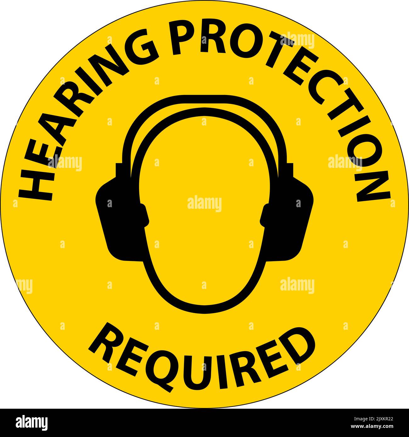 Caution Hearing Protection Required Sign On White Background Stock ...
