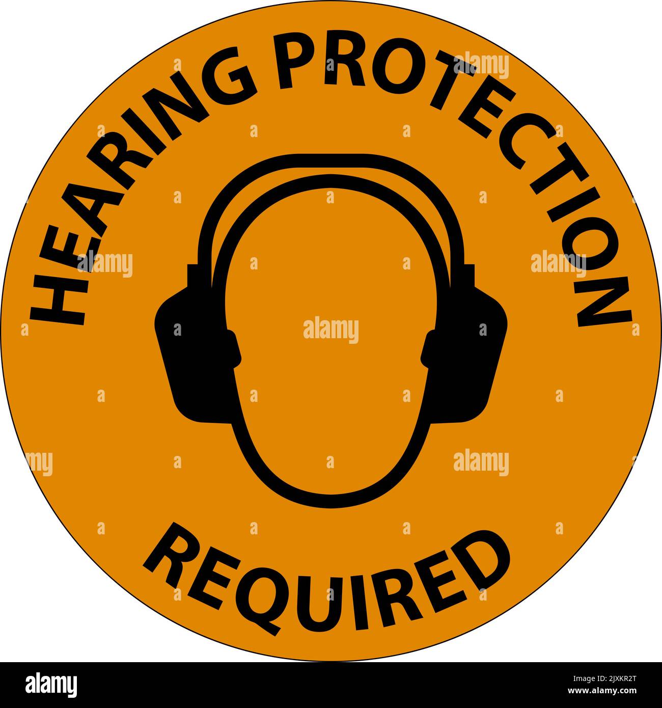 Warning Hearing Protection Required Sign On White Background Stock