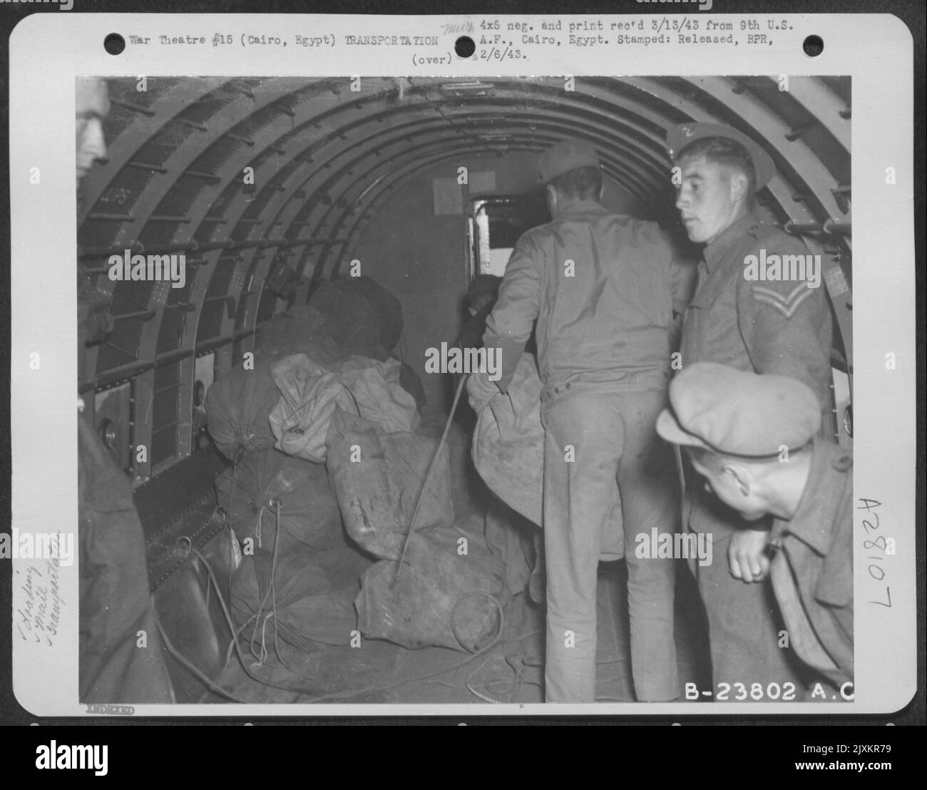 Cairo, Egypt-Mail bags being loaded aboard U.S. Army Transport in the ...