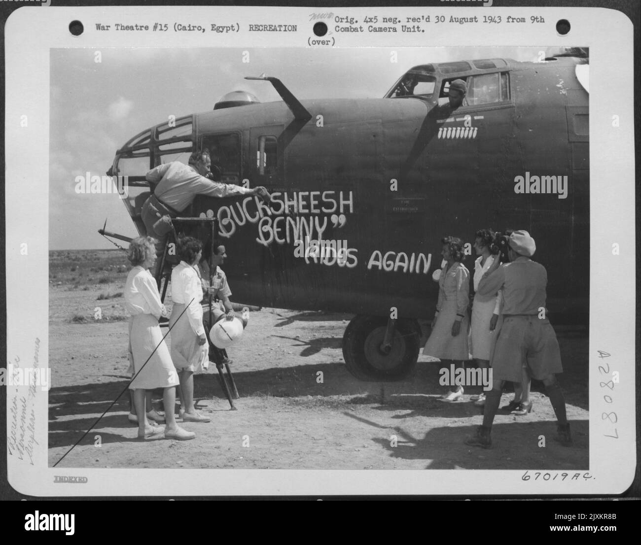 Jack Benny christens the Consolidated B-24 Liberator "'Bucksheesh Benny ...