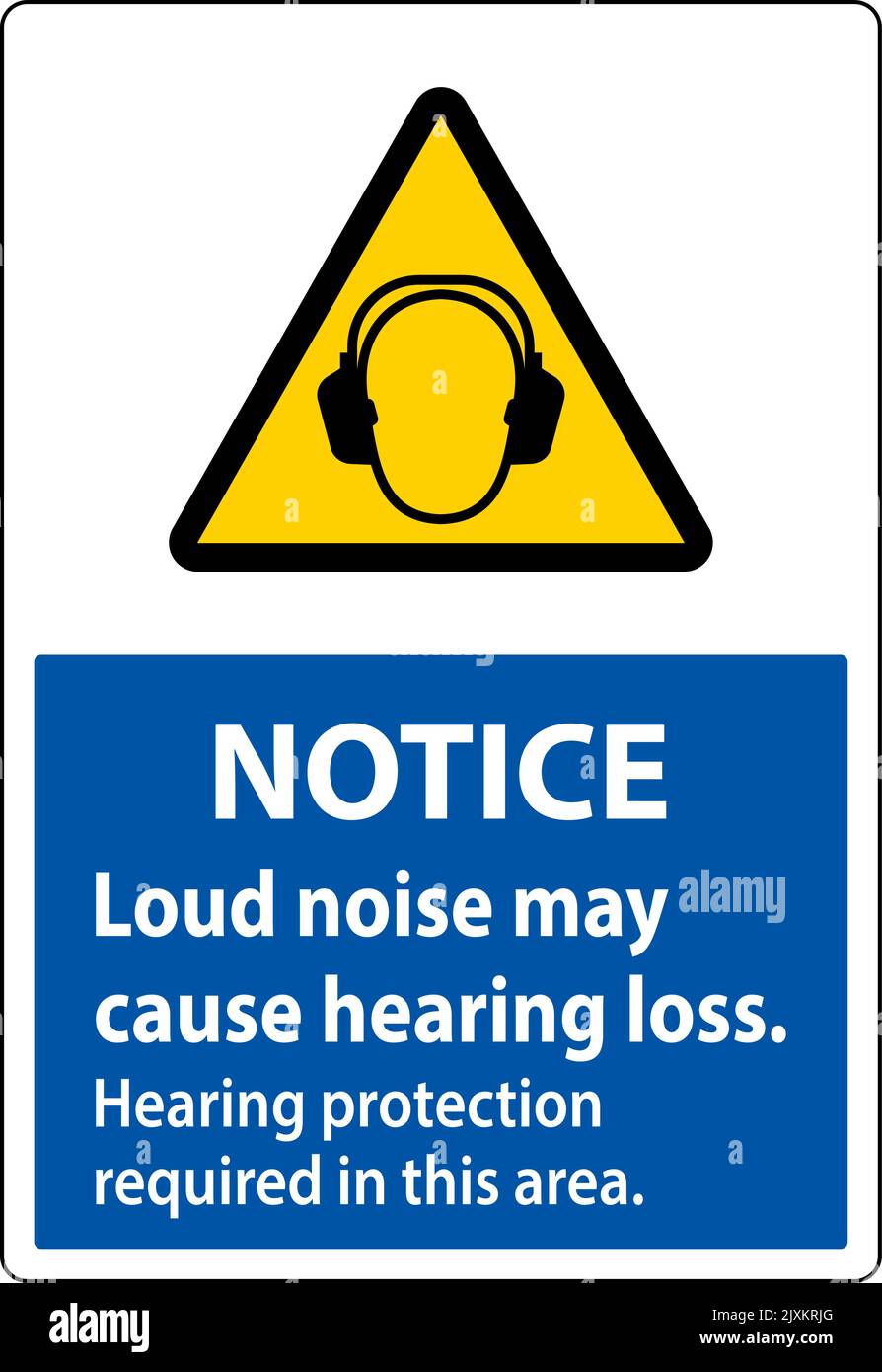Notice Hearing Protection Required Sign On White Background Stock ...