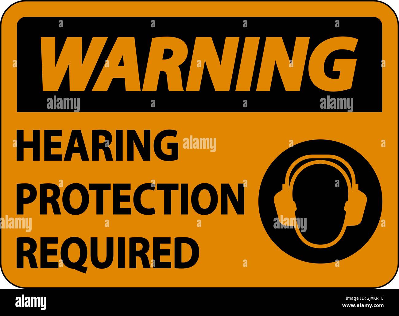 Warning Hearing Protection Required Sign On White Background Stock ...