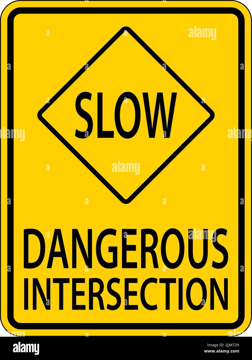 Slow Dangerous Intersection Sign On White Background Stock Vector Image ...