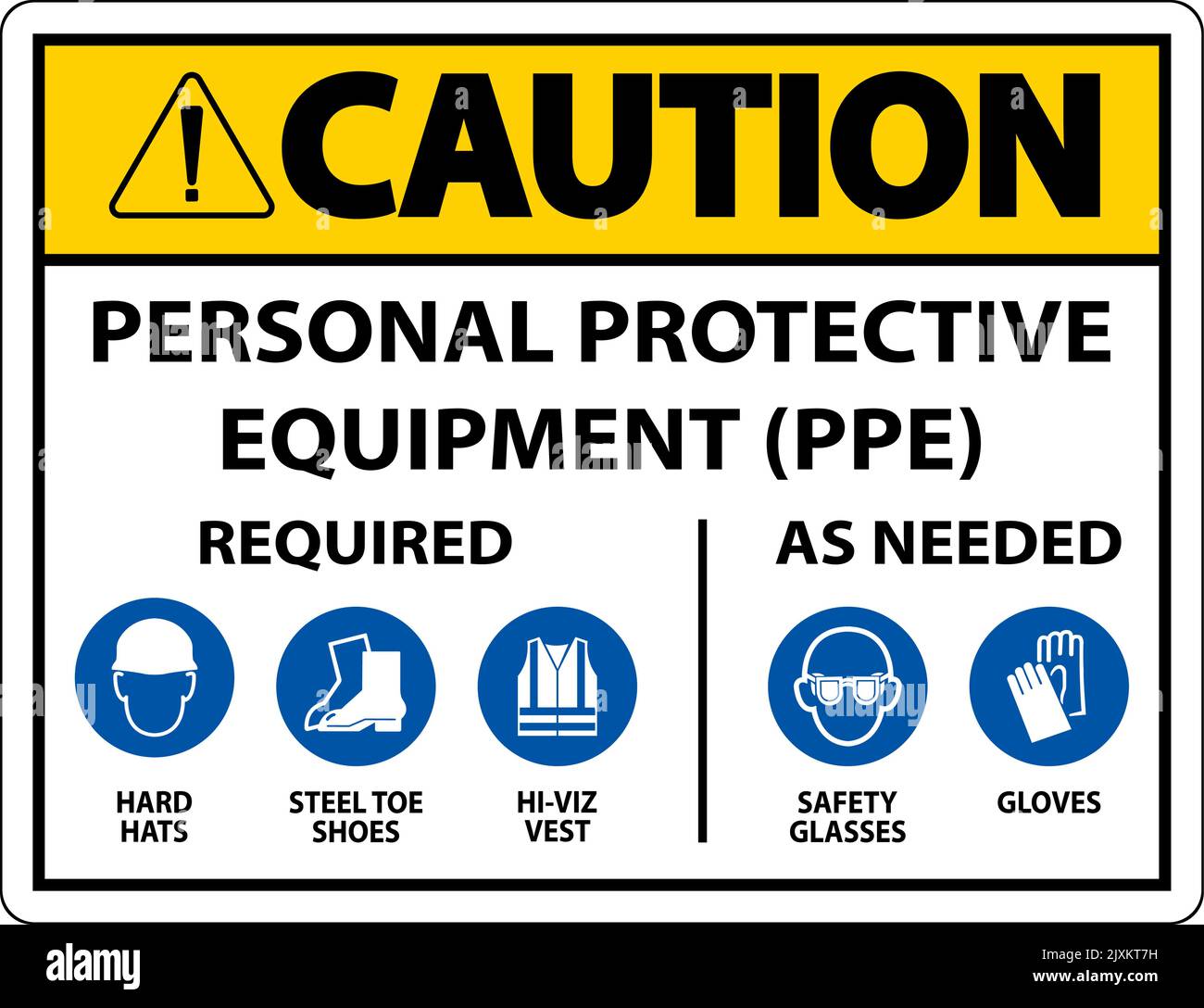 Caution PPE Required As Needed Sign On White Background Stock Vector ...