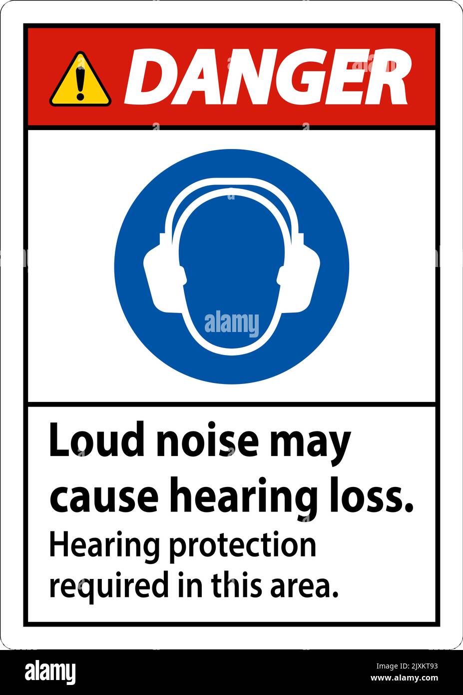 Danger Hearing Protection Required Sign On White Background Stock ...