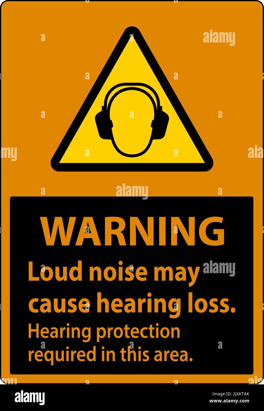 Warning Hearing Protection Required Sign On White Background Stock ...