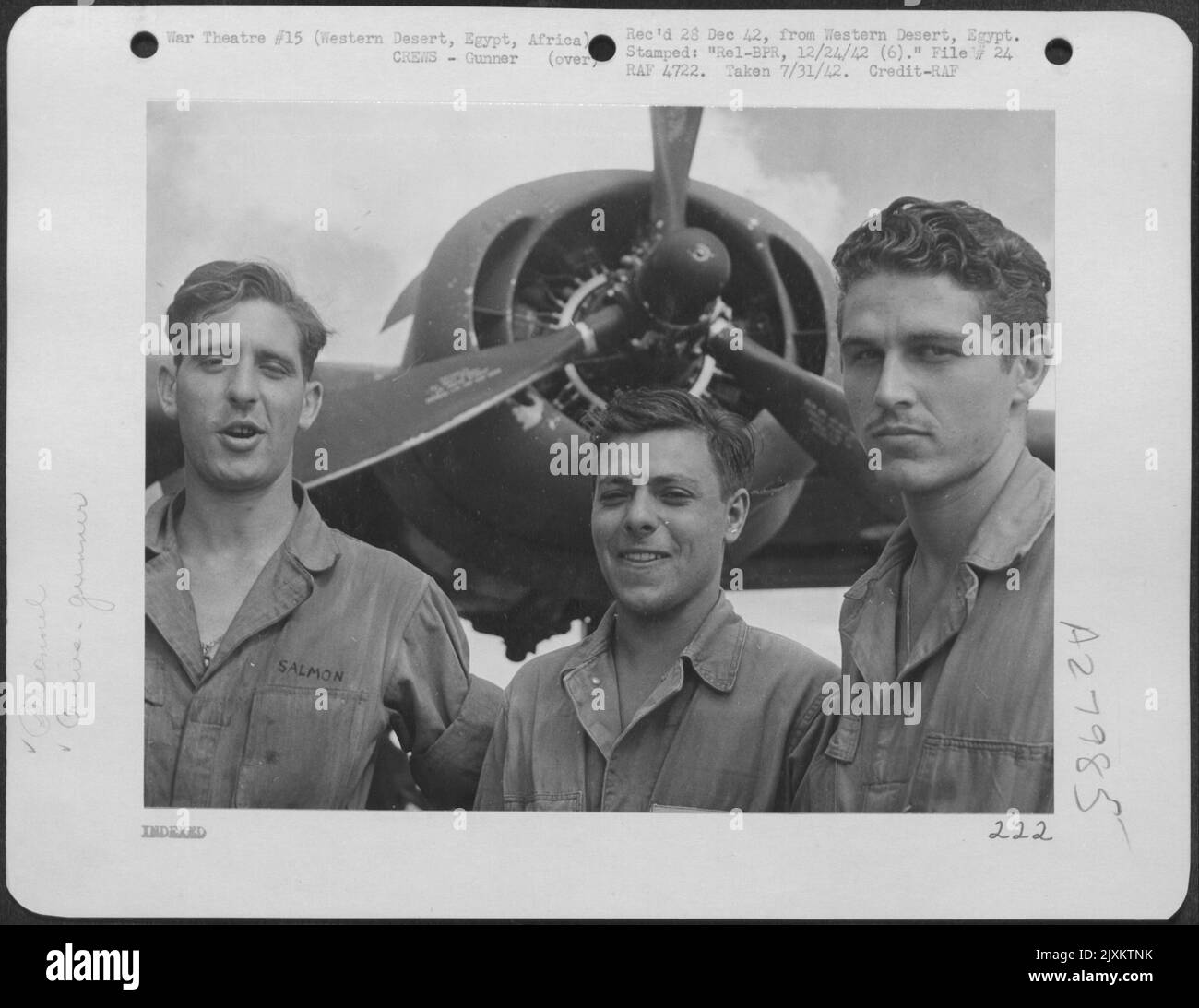 L. to R: Sgt. C.E. Salmon, Penn., Waist Gunner; Cpl. Troyanaski ...
