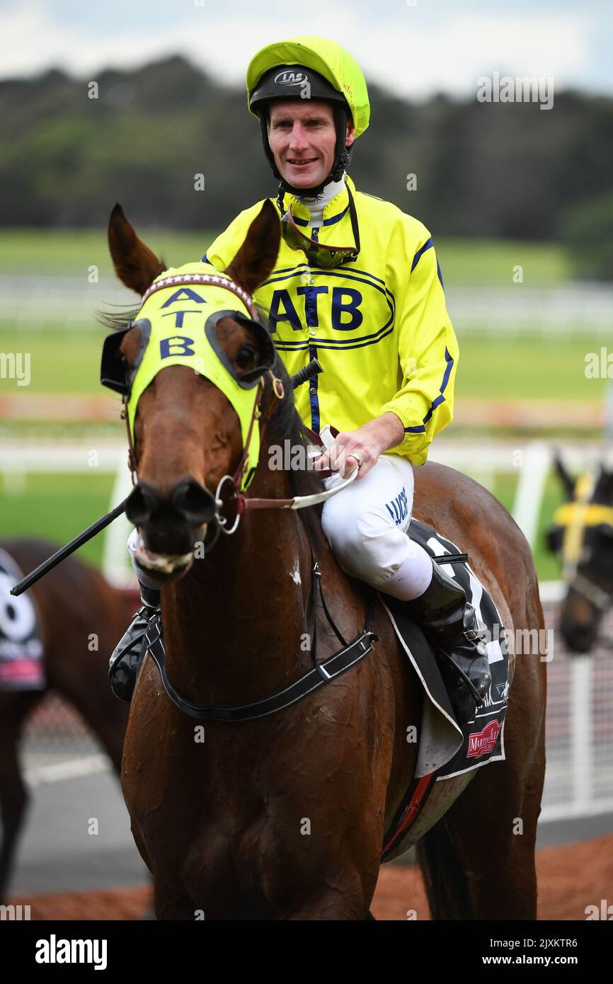 Jockey Brad Rawiller rides Condover Hall back to scale after winning ...