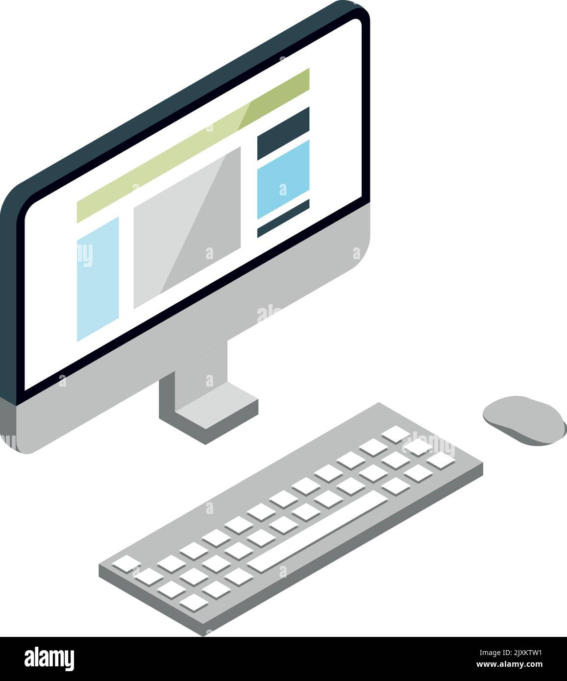 Computer Isometric Icon Workspace Monitor With Keyboard And Mouse Stock Vector Image And Art Alamy