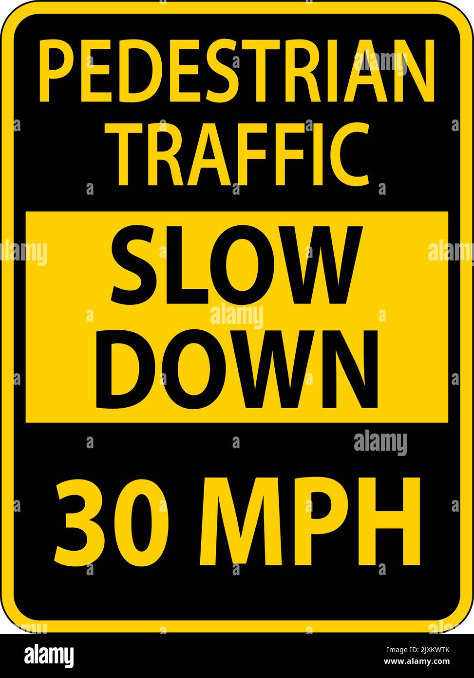 Slow Down Pedestrian Traffic 30 MPH Sign On White Background Stock ...