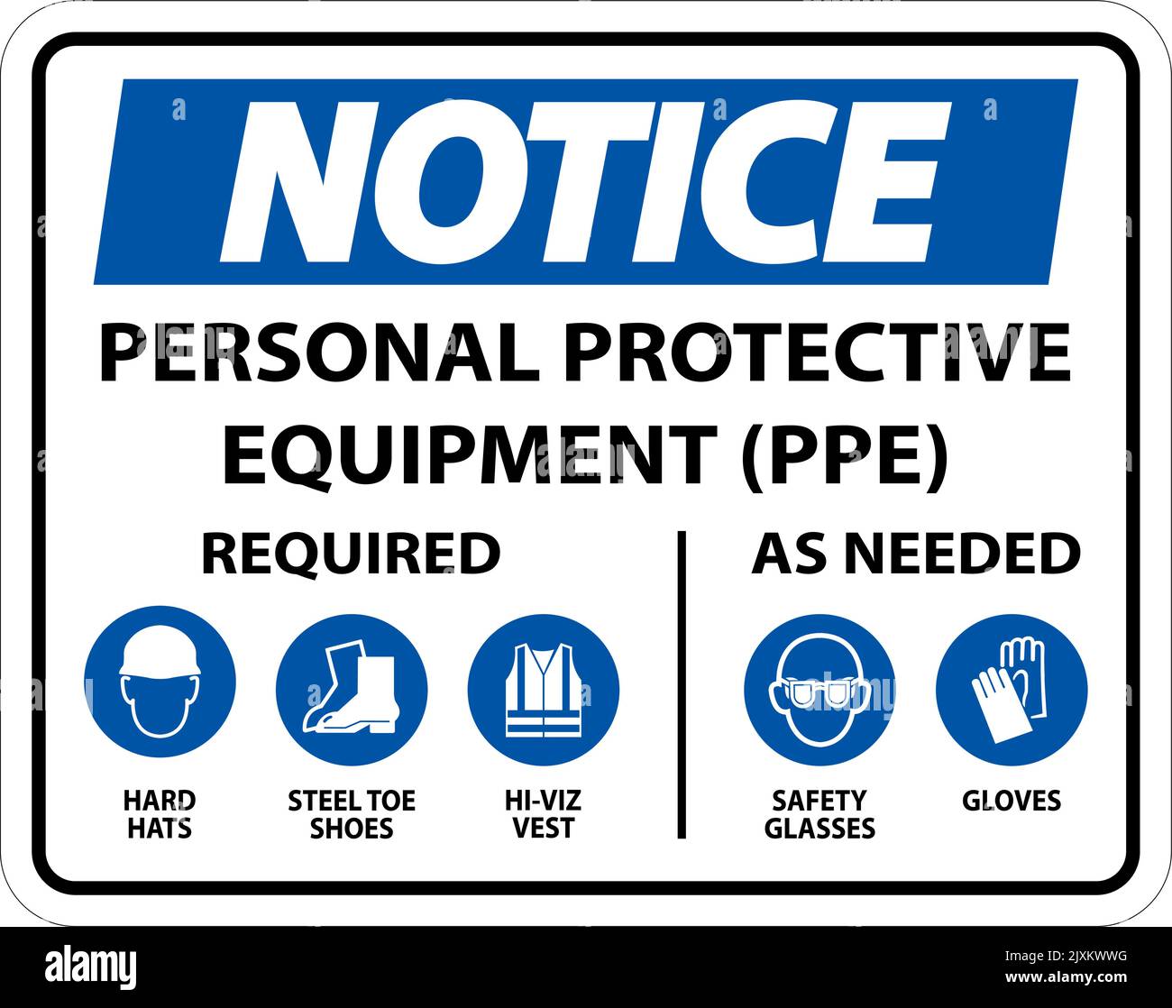 Notice PPE Required As Needed Sign On White Background Stock Vector ...