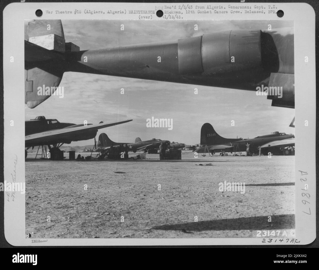 Boeing B-17 "Flying Fortresses," parked on an airfield near Algiers ...