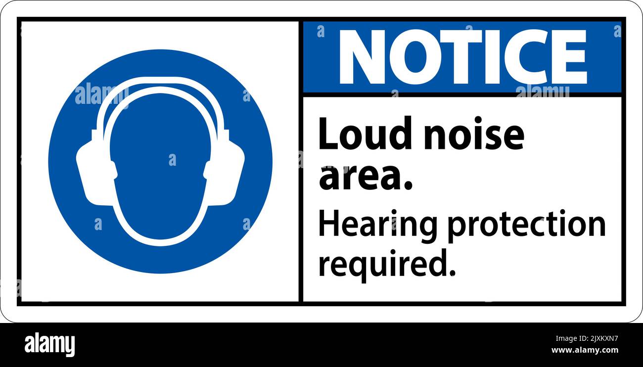 Hearing Protection Required Sign On White Background Stock Vector Image ...