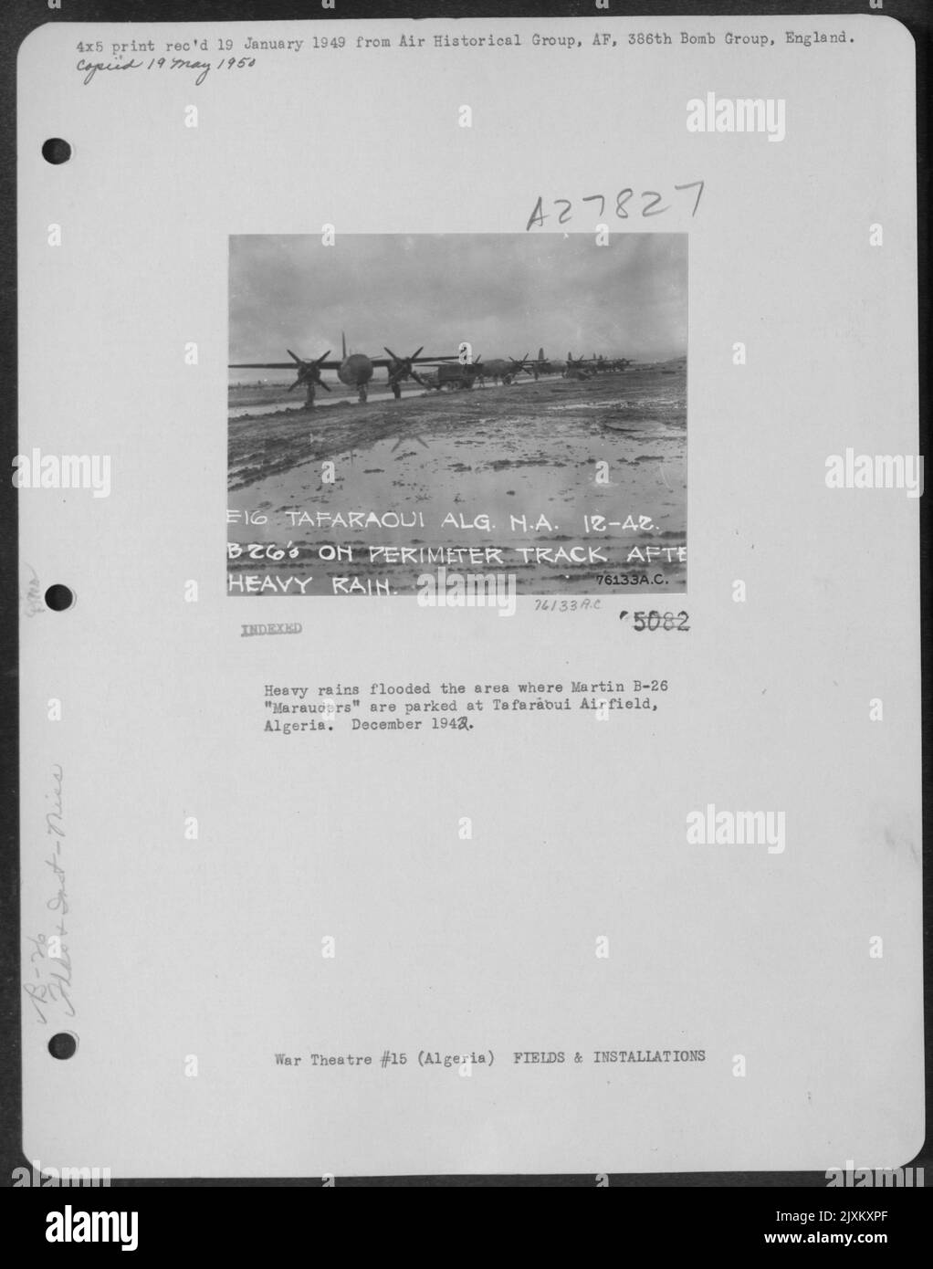 Heavy rains flooded the area where Martin B-26 "Maruaders" are parked ...