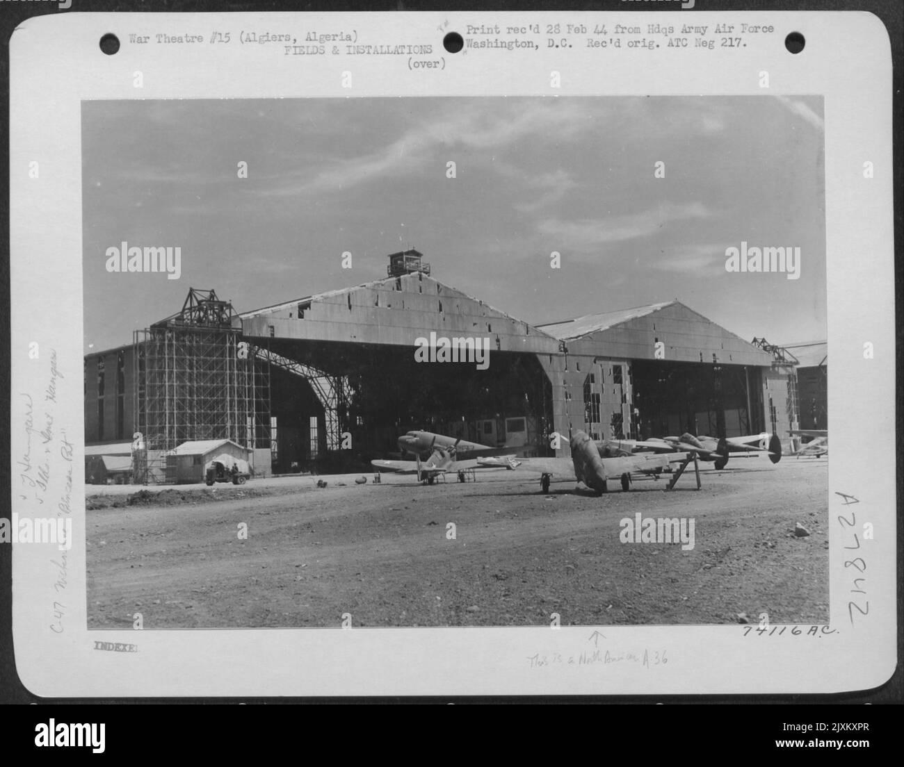 Hangars at Maison Blanche Airfield, Algiers, Algeria. June 1943. (Note ...