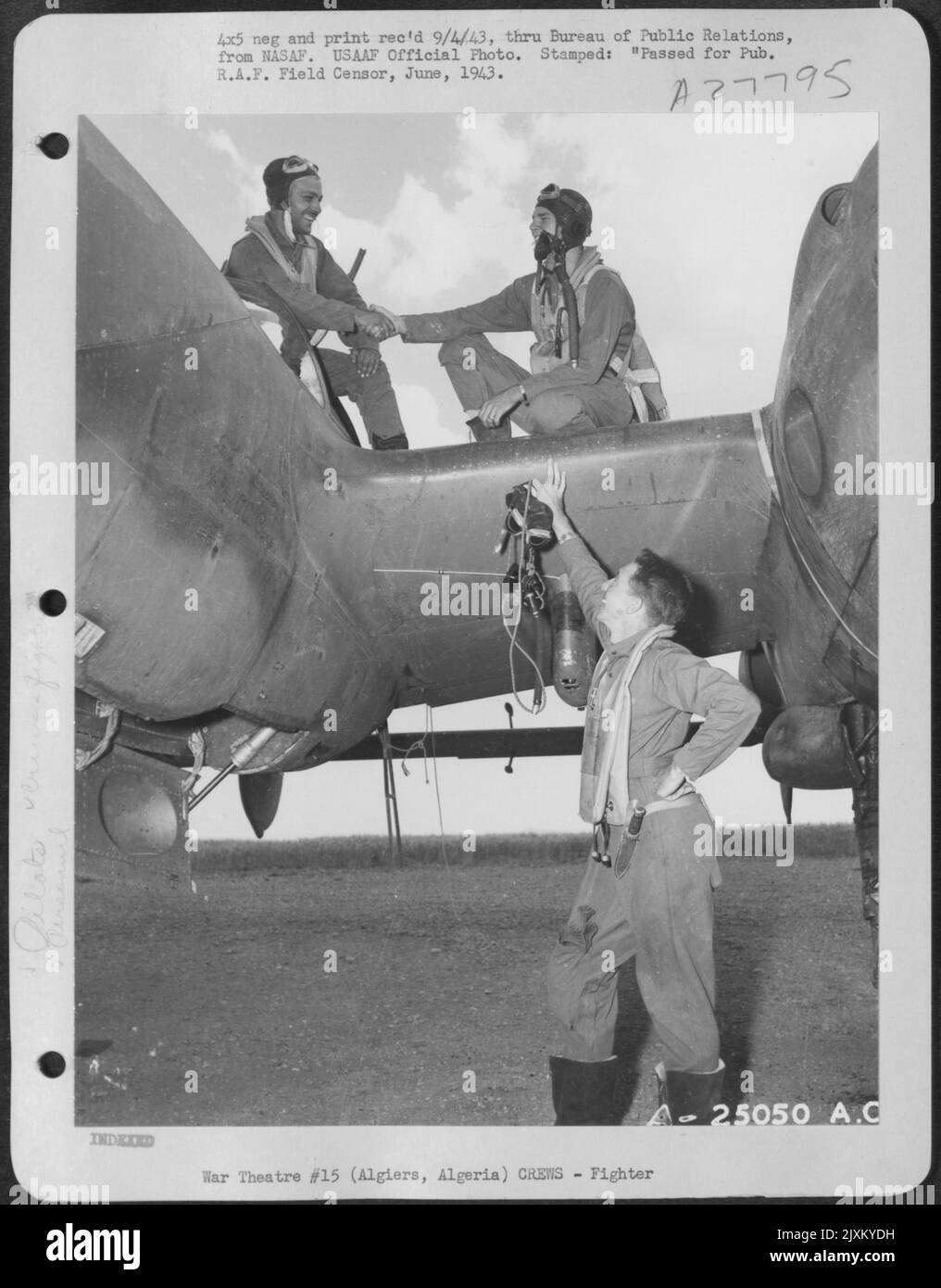 Victorious Pilots congratulate each other on their successful mission ...