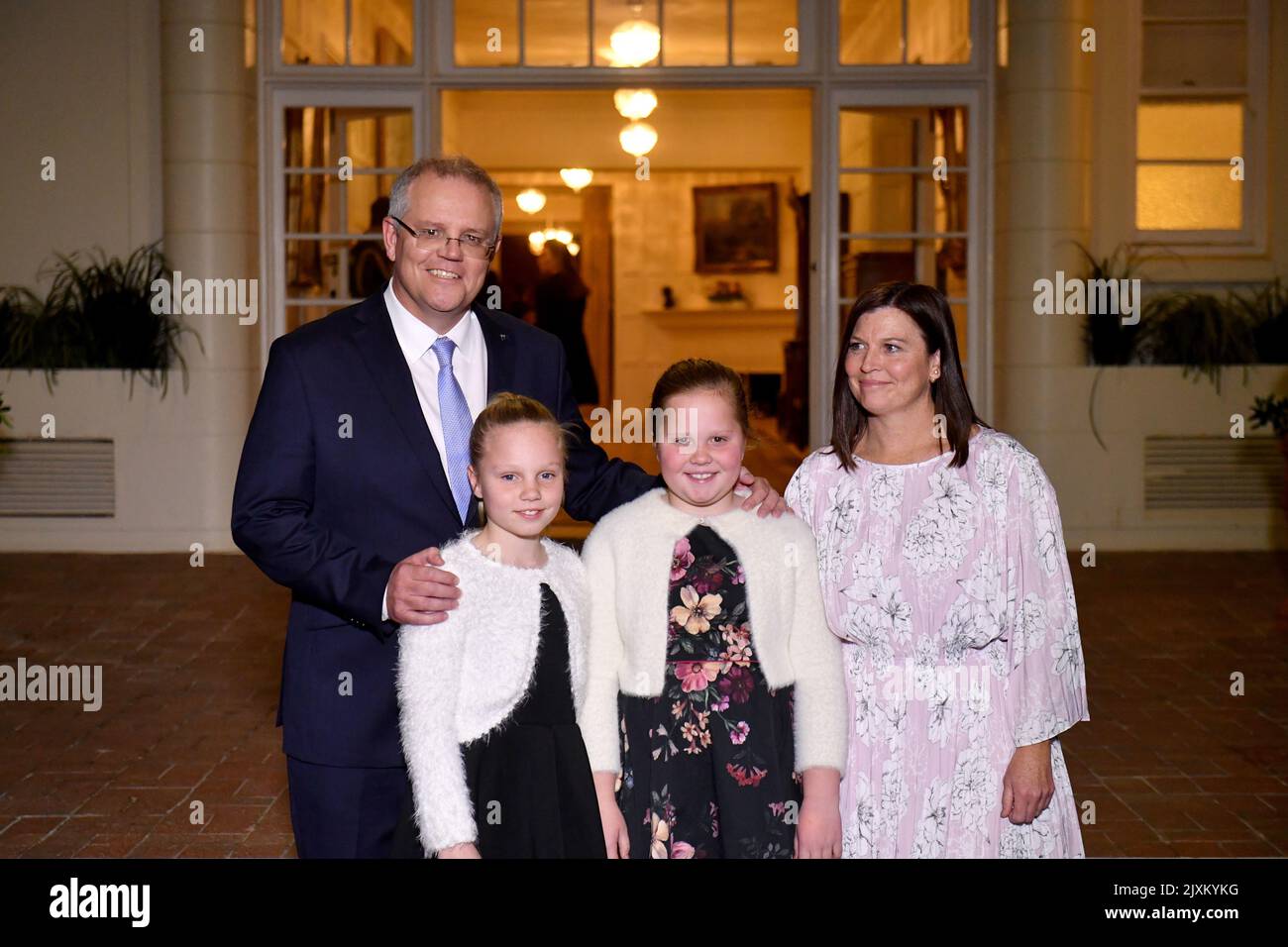 Prime Minister Scott Morrison with wife Jenny and daughters Lily and ...