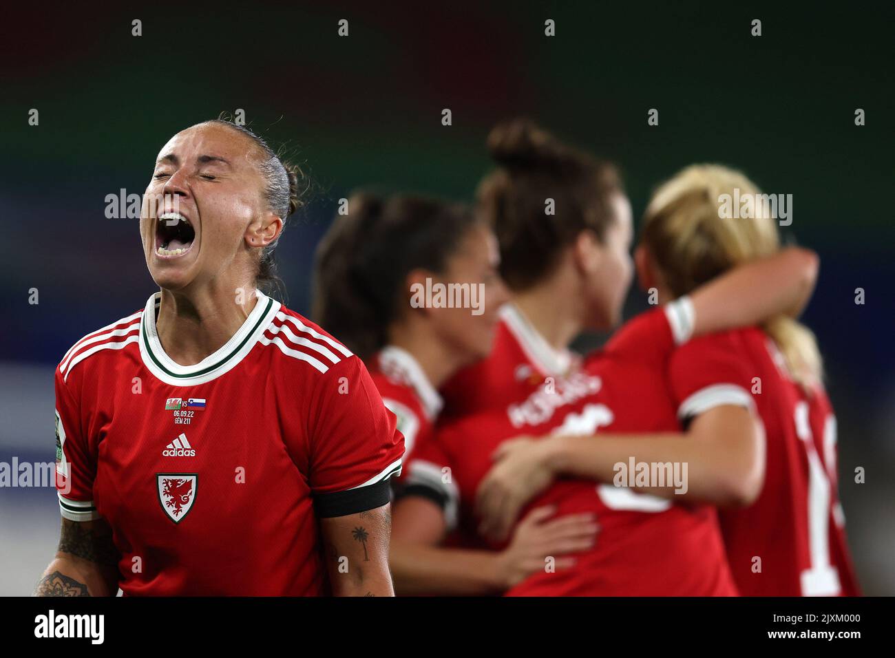 Cardiff, UK. 06th Sep, 2022. Natasha Harding of Wales celebrates after ...