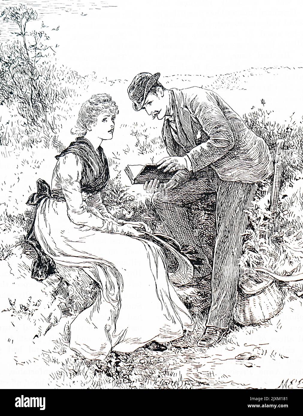Illustration depicting a couple. Dated 19th Century Stock Photo - Alamy