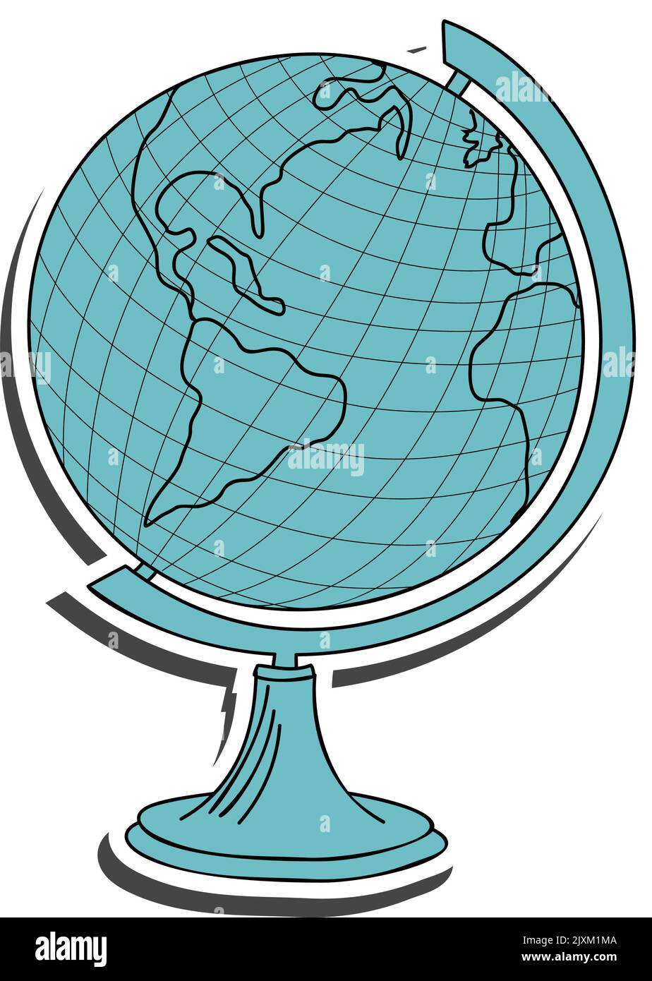Globe sticker with shadow on education theme. Back to school. Vector ...