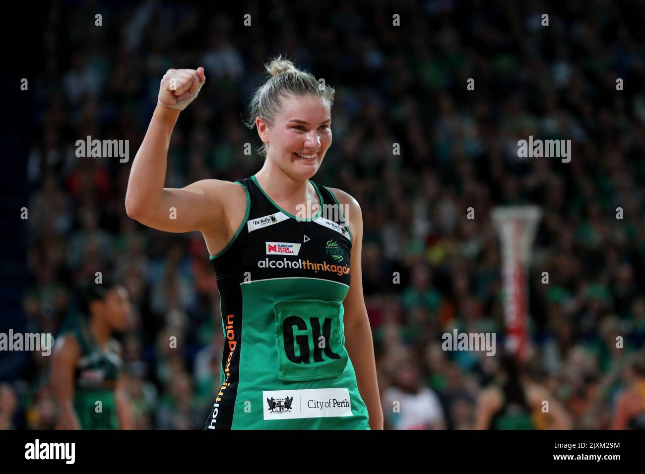 Courtney Bruce of the Fever reacts during the Super Netball Grand Final ...