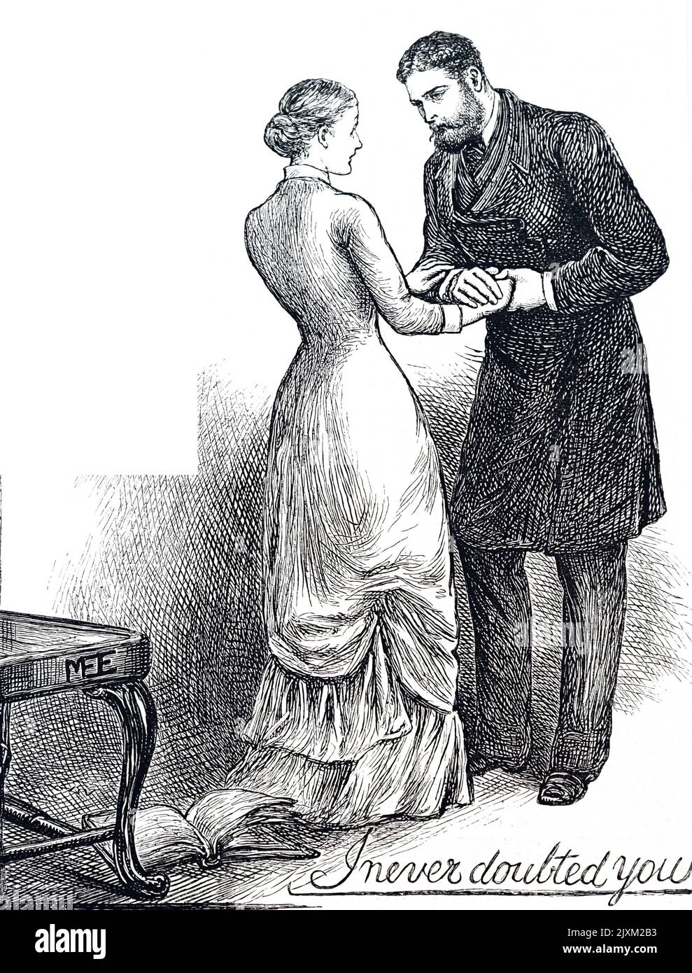 Illustration depicting the acceptation of a proposal for marriage ...