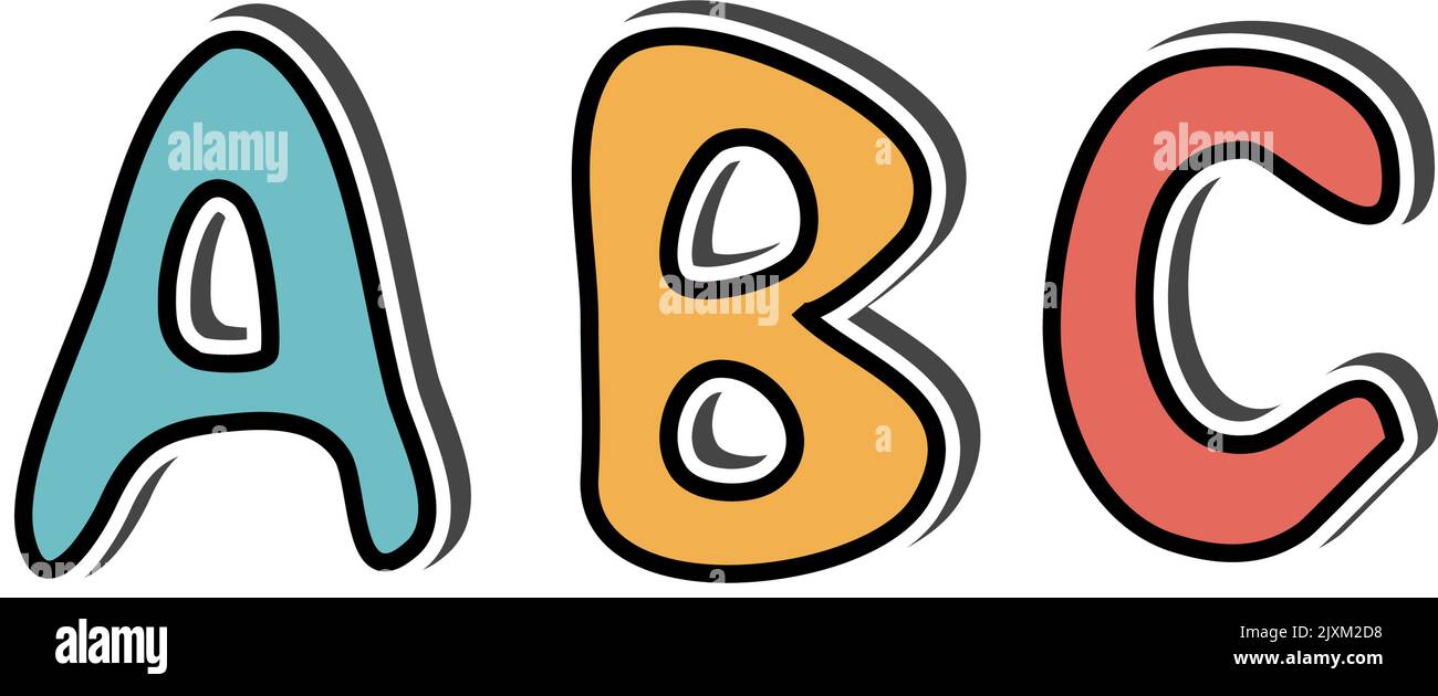 ABC sticker with shadow on education theme. Back to school. Vector ...