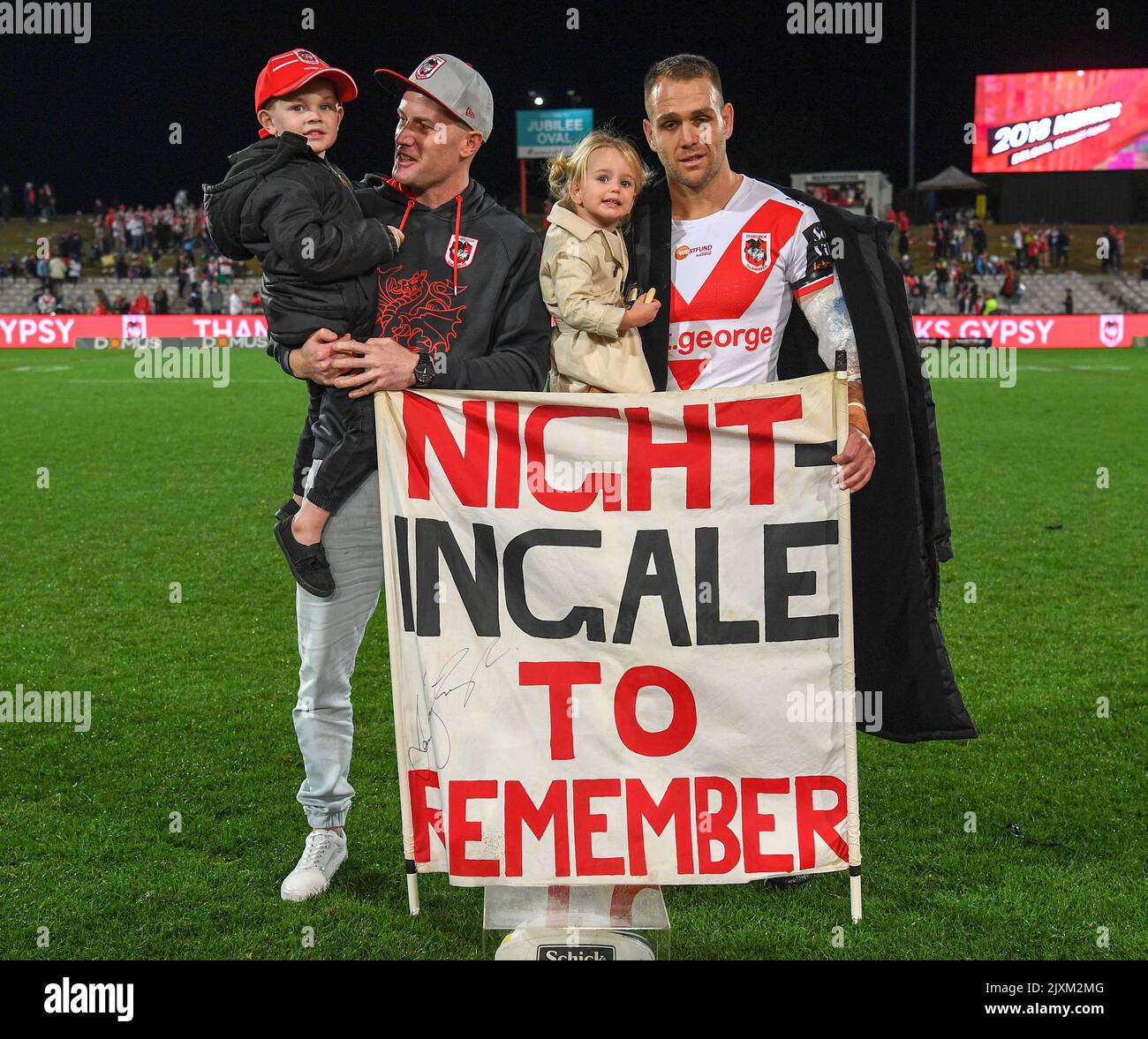 Jason Nightingale (right) of the Dragons during the Round 24 NRL match ...