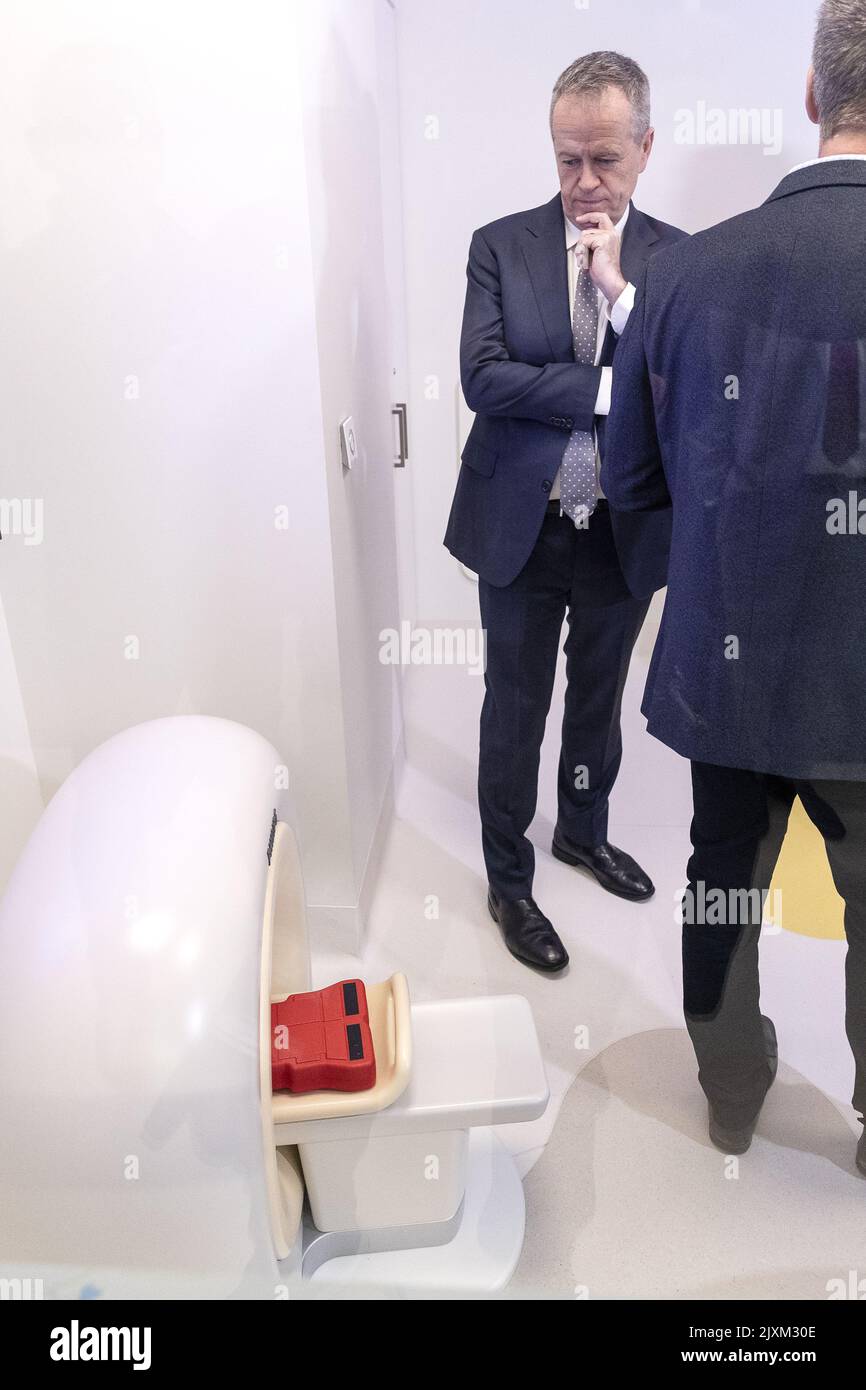 Leader of the Opposition Bill Shorten is seen during a tour of Monash ...