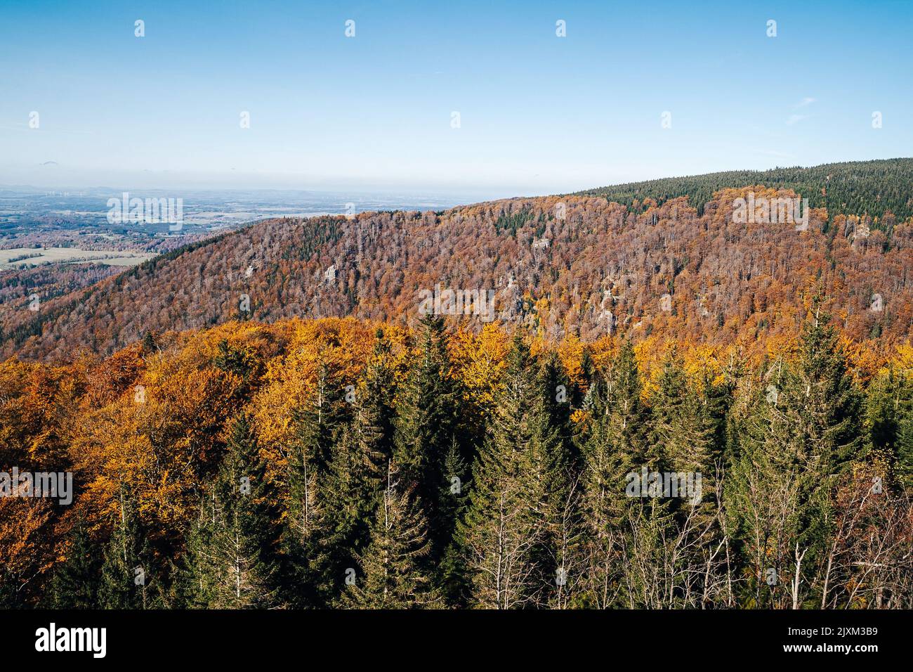 View of Jizerske mountains in autumn. First person view of mountain ...