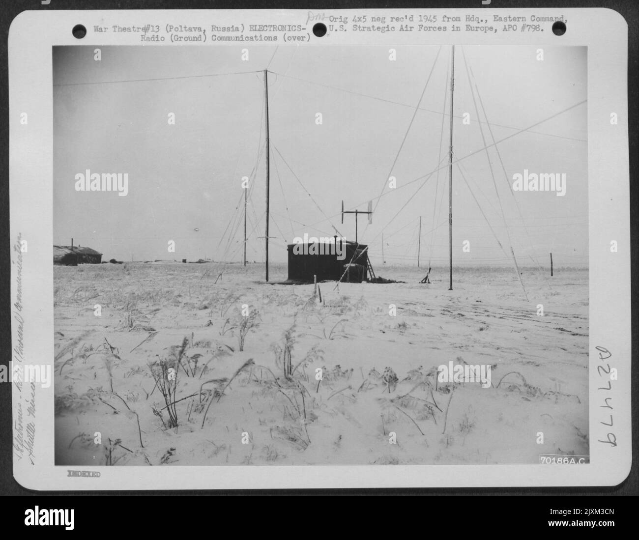 Exterior view of the radio transmitter station at Poltava Airbase, a ...