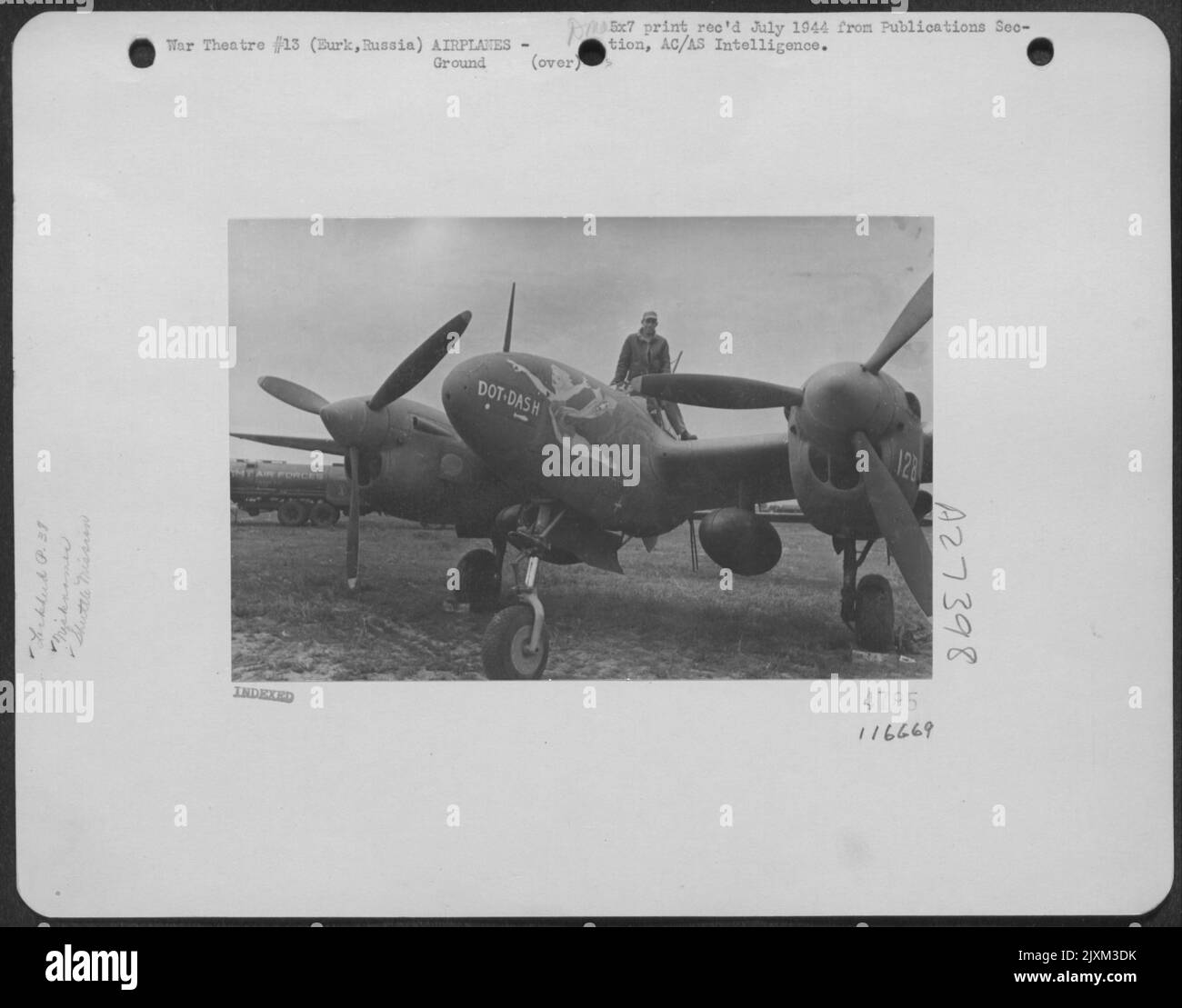 An American Gi Prepares To Check The Lockheed P-38 Lightening 'Dot And ...