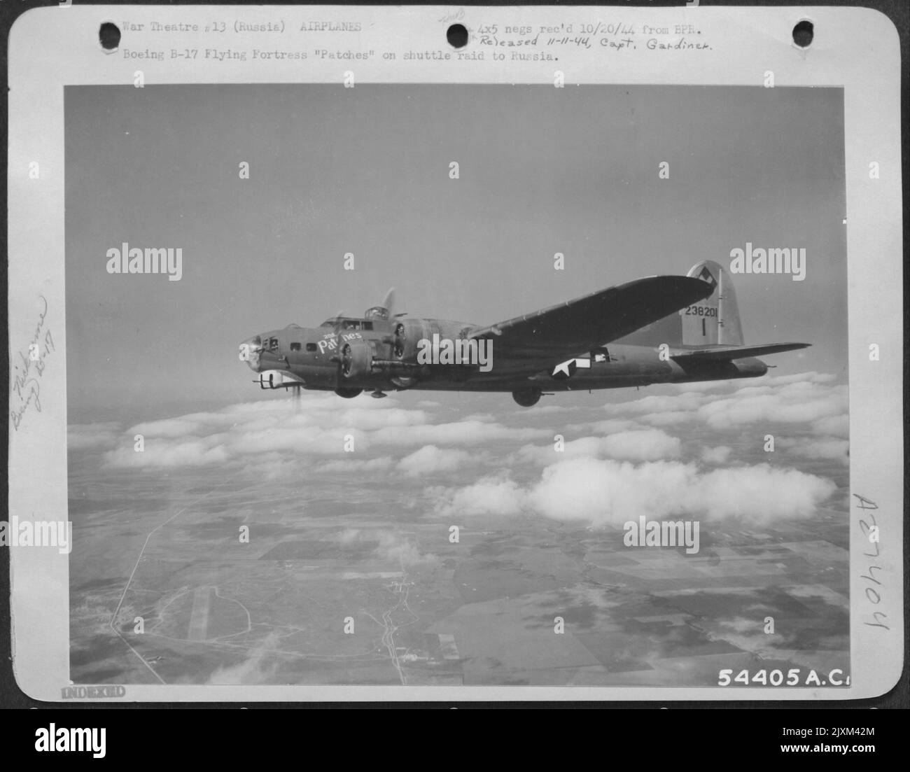 Boeing B-17 Flying Fortress "Patches" on shuttle raid to Russia Stock ...