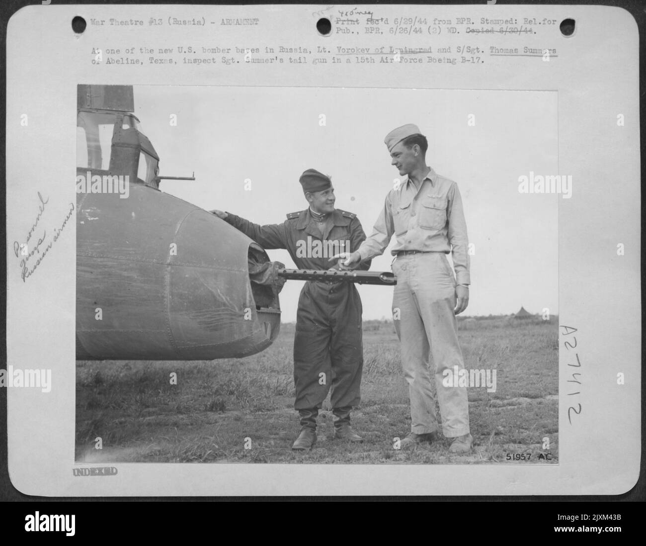 At one of the new U.S. bomber bases in Russia, Lt. Vorokev of Lemingrad ...