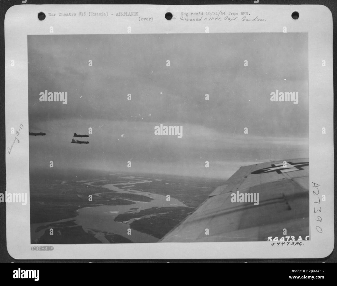 Army Air Forces Boeing B-17 Flying Fortresses flying over the Dneiper ...