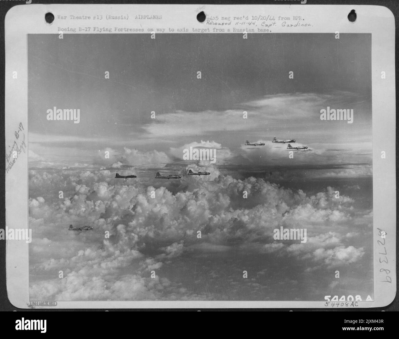 Boeing B-17 Flying Fortresses on way to axis target from a Russian base ...