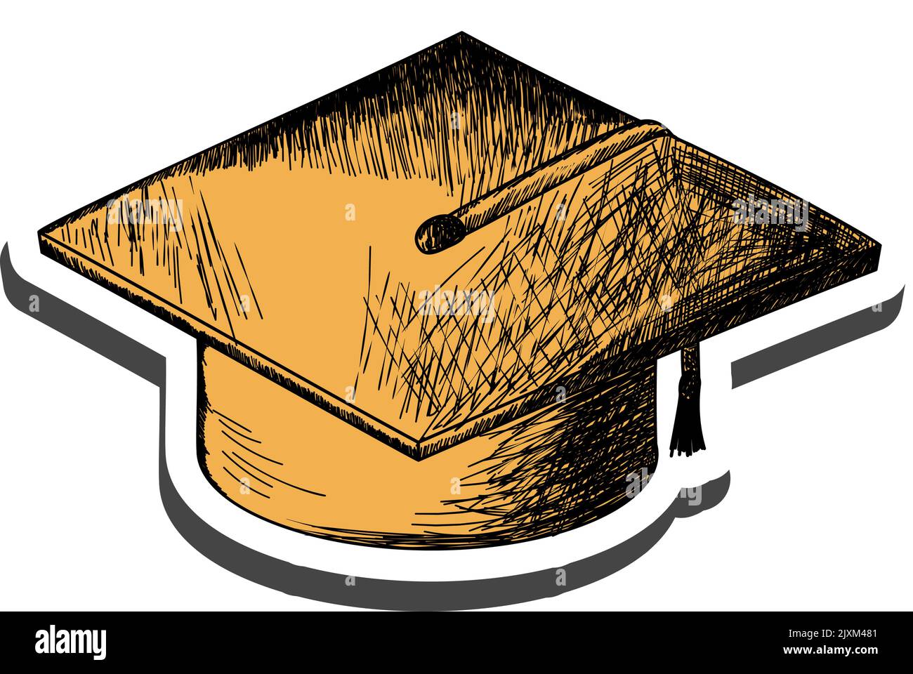 Graduation cap sticker with shadow on education theme. Back to school ...