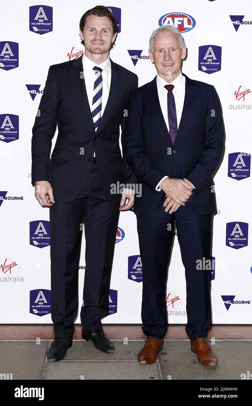 Patrick Dangerfield of the Cats (left) and father John Dangerfield ...