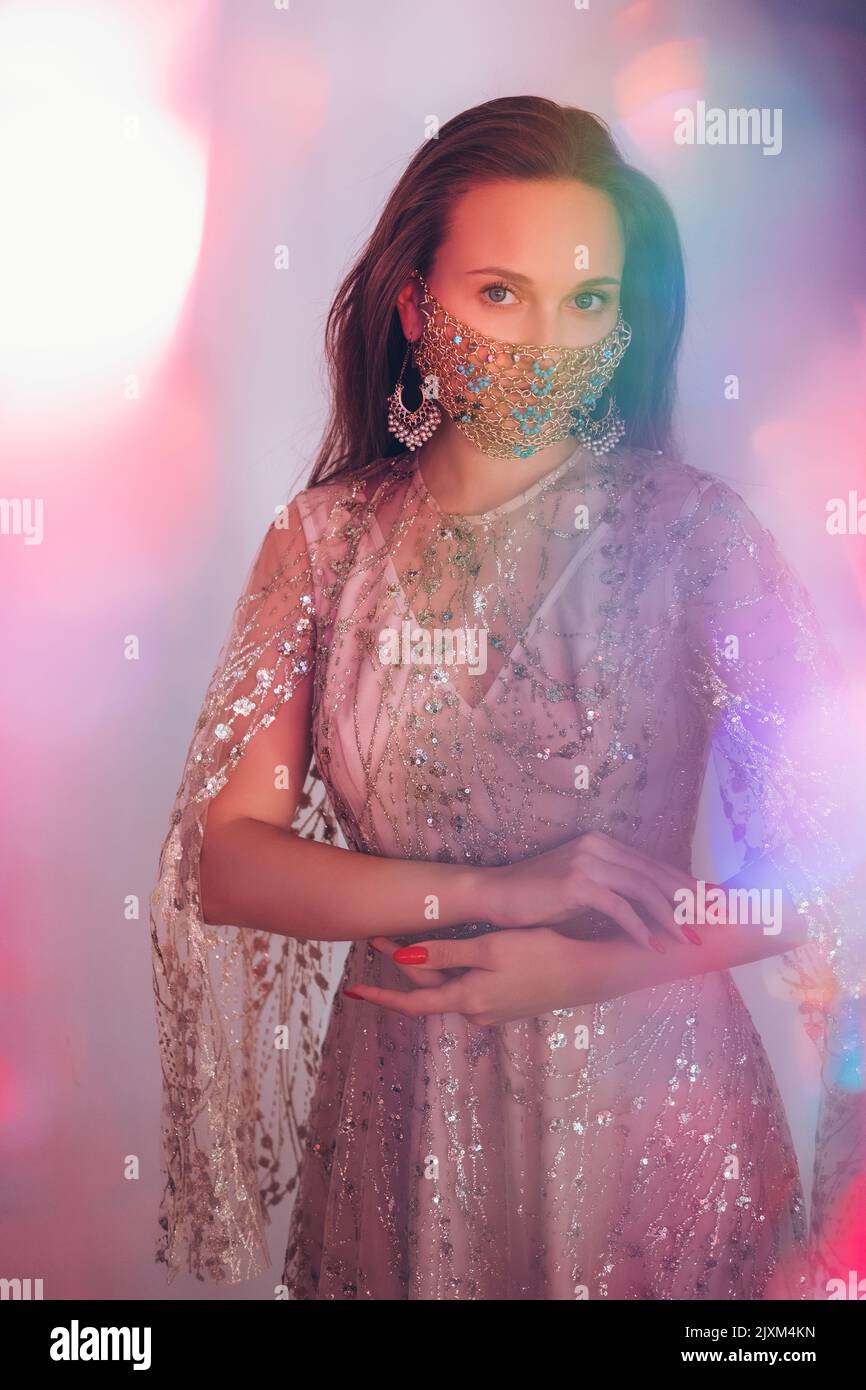 ethnic festive look pandemic fashion new normal Stock Photo - Alamy