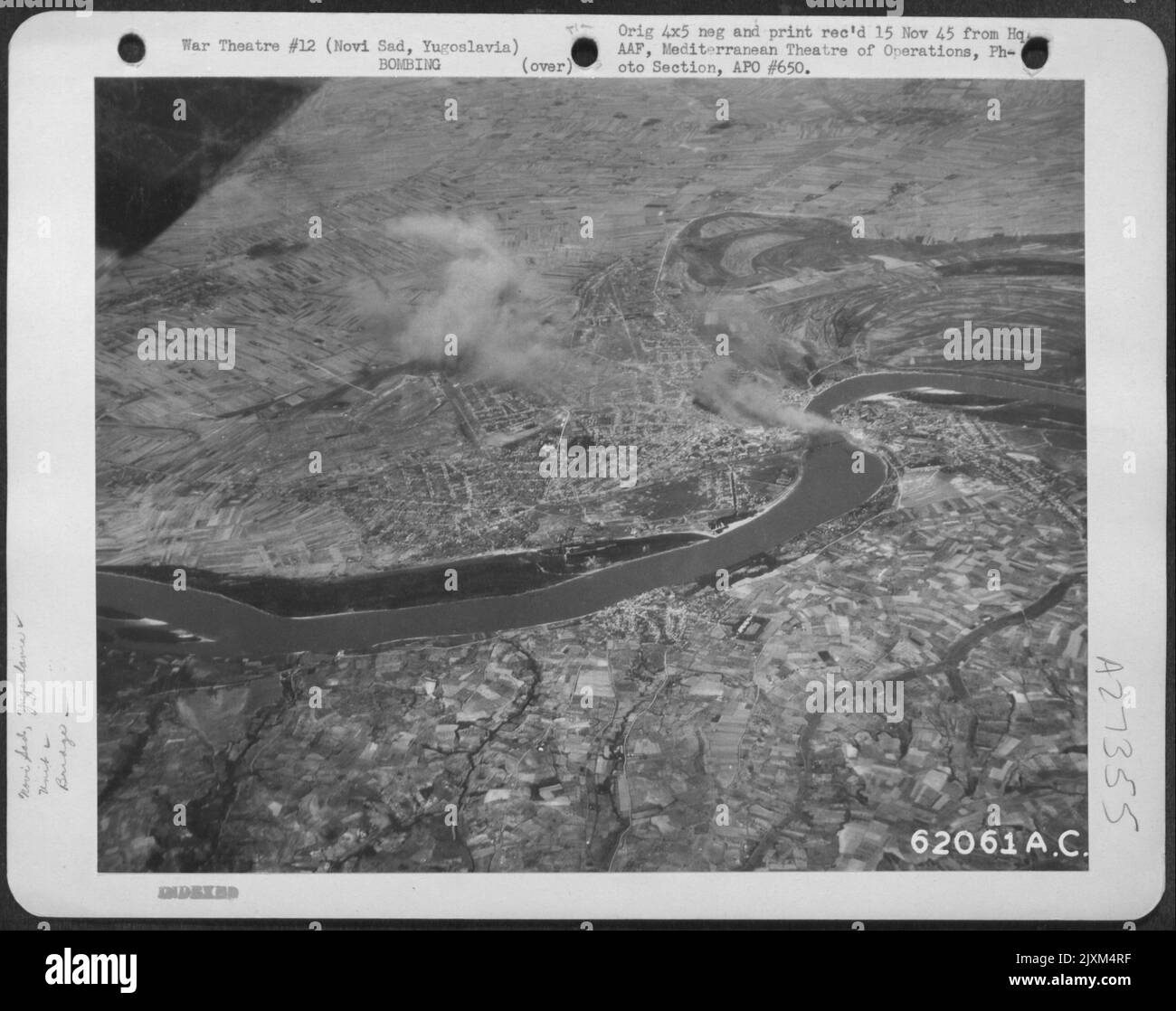 Bombing of railroad bridge at Novi Sad, Yugoslavia, by Boeing B-17 ...