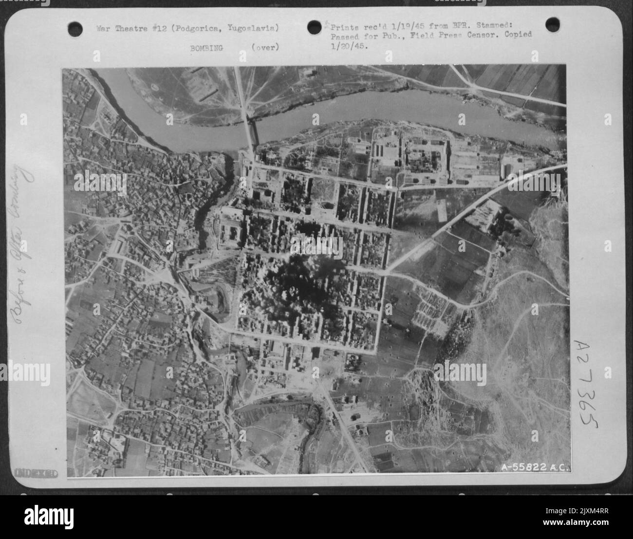 PODGORICA, YUGOSLAVIA-During the attack. Bomb bursts of the first ...