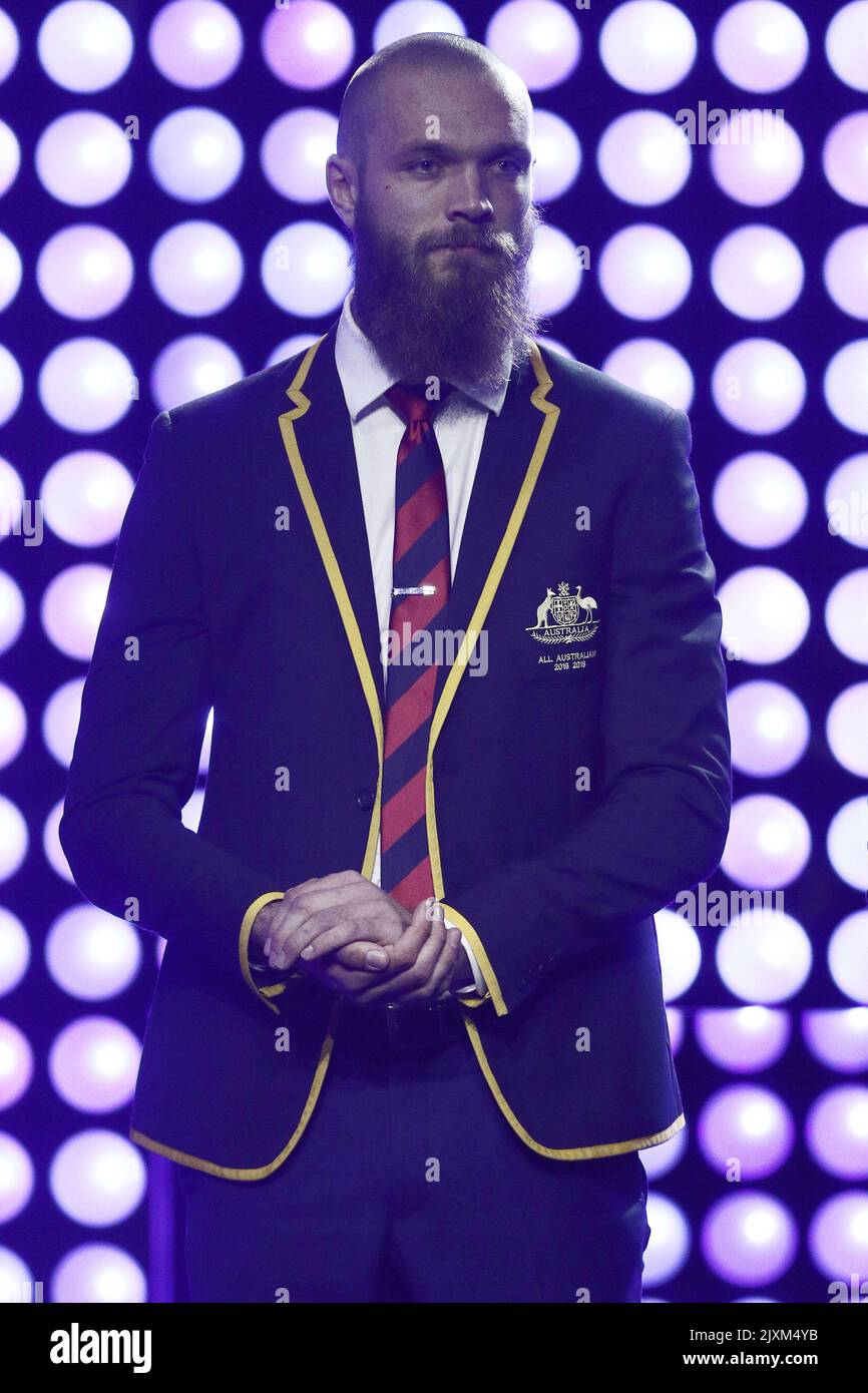 Max Gawn of the Demons is presented with his All-Australian blazer ...