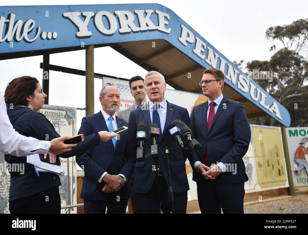 Deputy Prime Minister Michael McCormack speaks to the media alongside ...