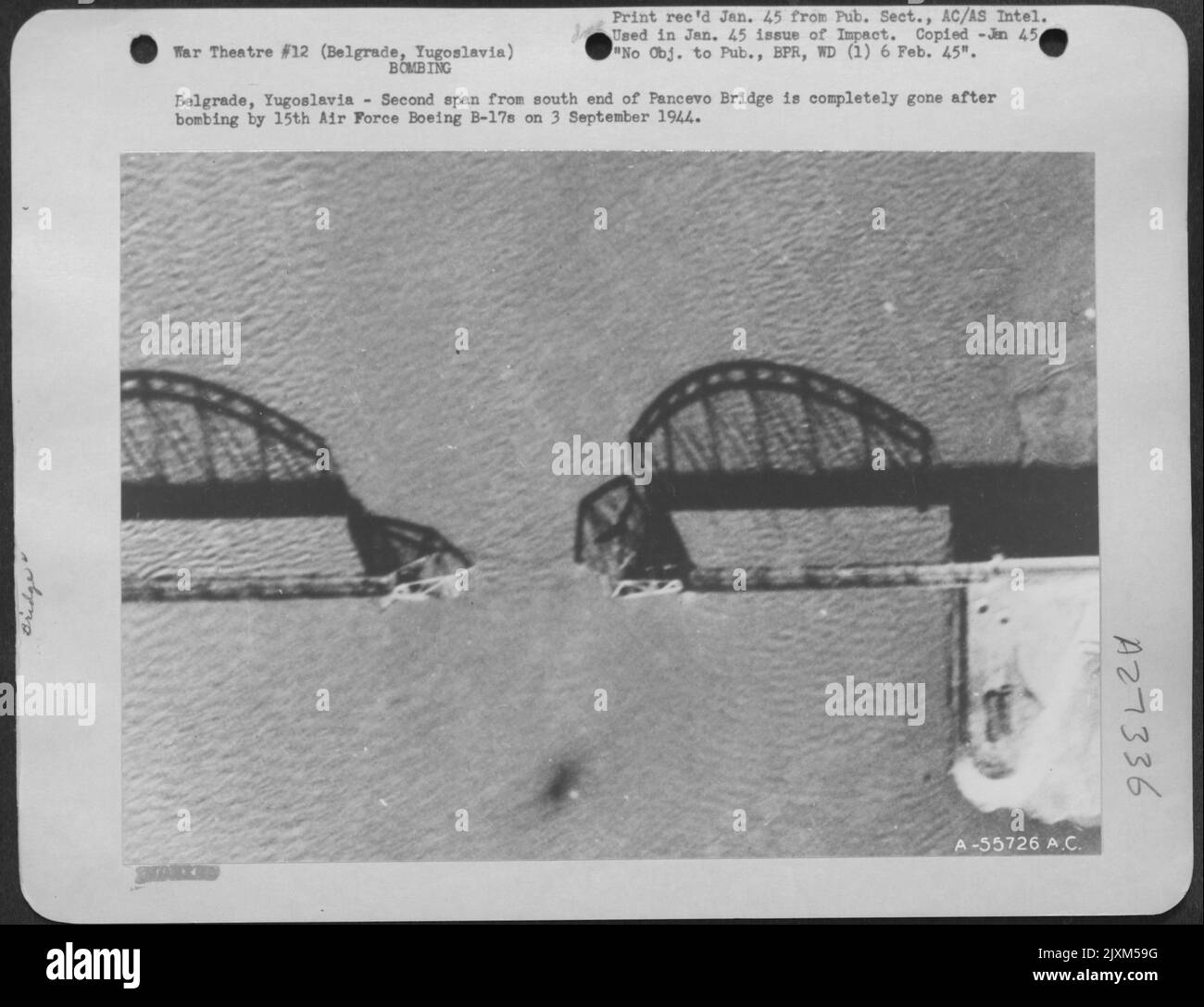 Belgarde, Yugoslavia-Second span from south end of Pancevo Bridge is ...